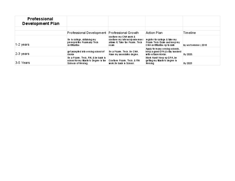 Professional Development Plan - Sheet1 2 | PDF