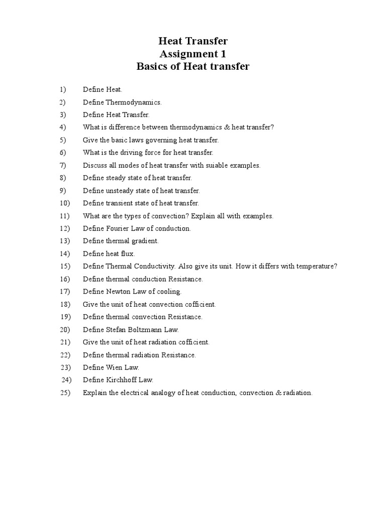 Basics of Heat Transfer Assignment No. 1 | PDF