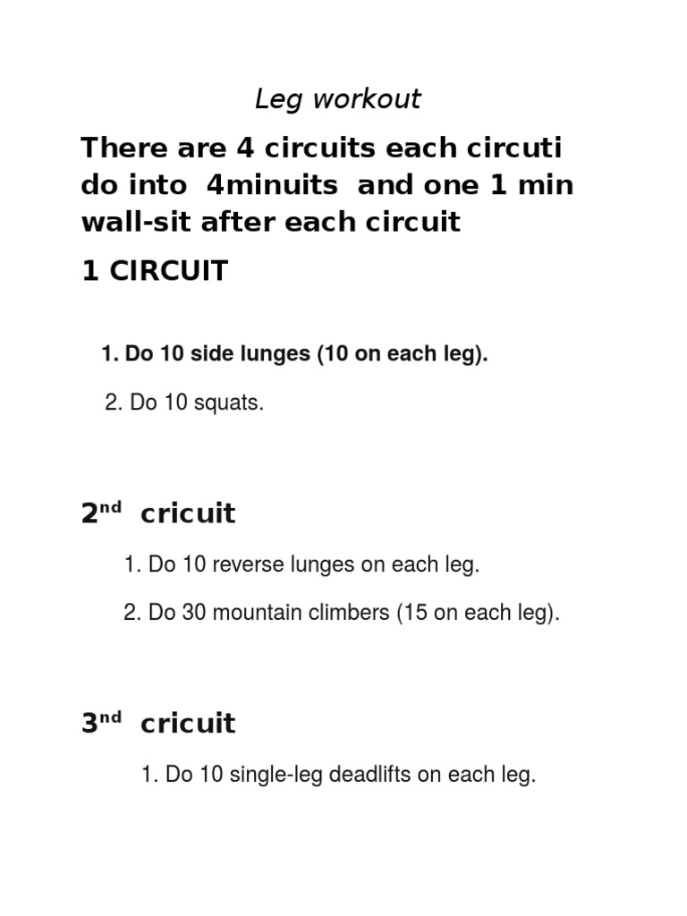 4-Circuit Leg Workout Plan | PDF | Home & Garden