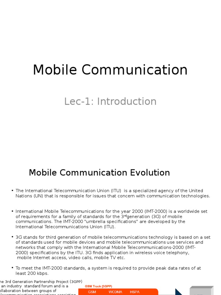 Mobile Comm - Lec1 v1 | PDF | 3 G | High Speed Packet Access