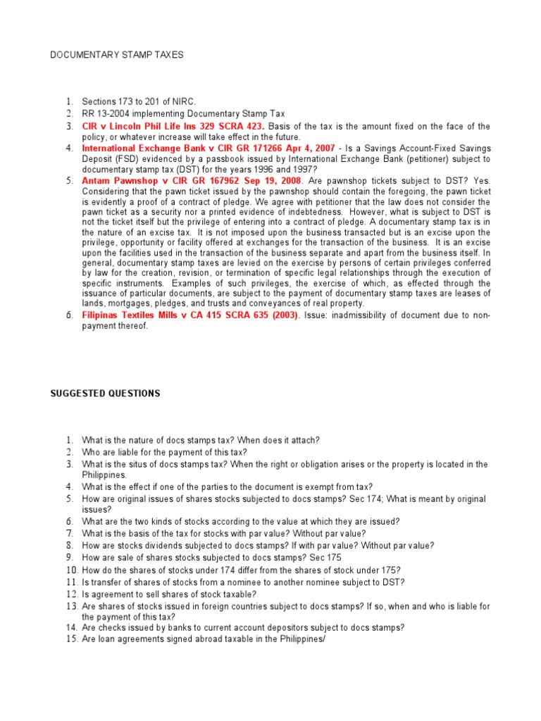 Documentary Stamp Tax Guide | PDF | Stocks | Taxes