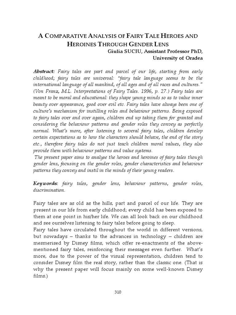 Gender Roles in Fairy Tales Analysis | PDF | Hero | Fairy Tales