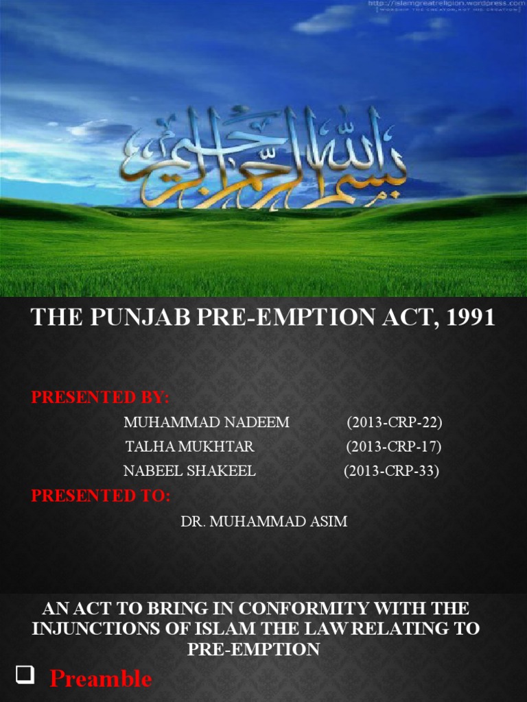 Pre-Emption Act, 1991 | PDF | Lawsuit | Government