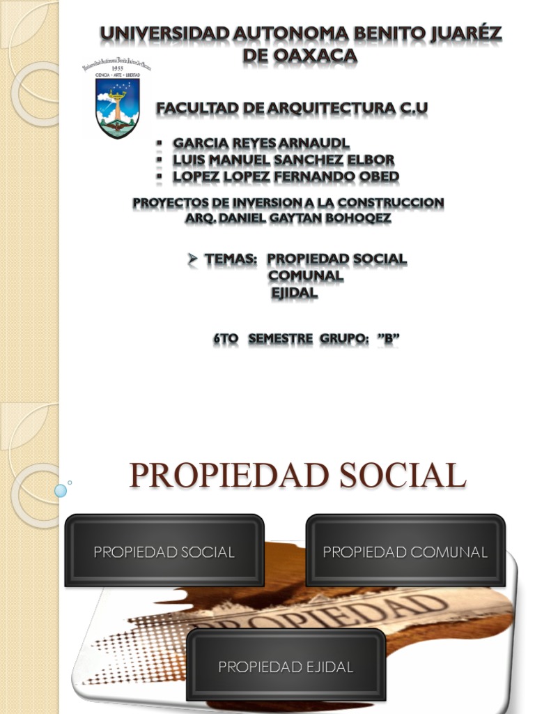 Propiedad Ejidal y Comunal | Propiedad | Economías