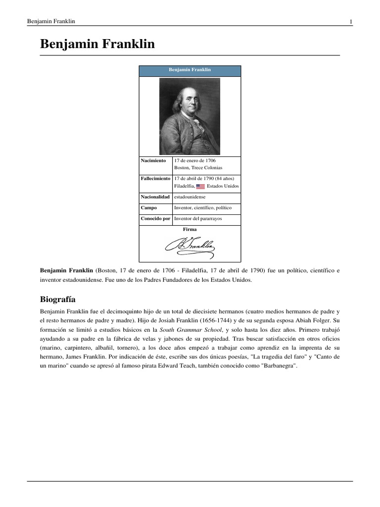 (PD) Documentos - Benjamin Franklin PDF | PDF | Benjamin Franklin