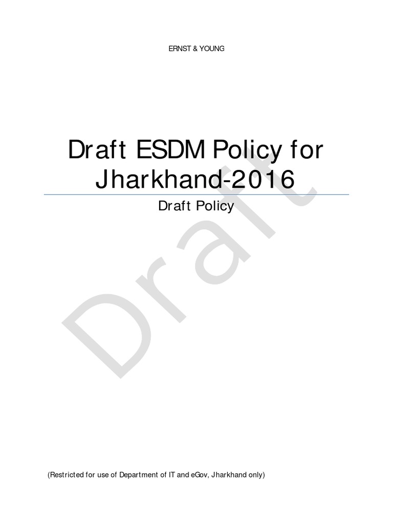Draft ESDM Policy For Jharkhand-2016 | PDF | United States Patent And ...