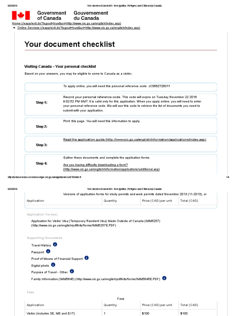 Canada Visa Application Checklist | PDF | Travel Visa | Immigration