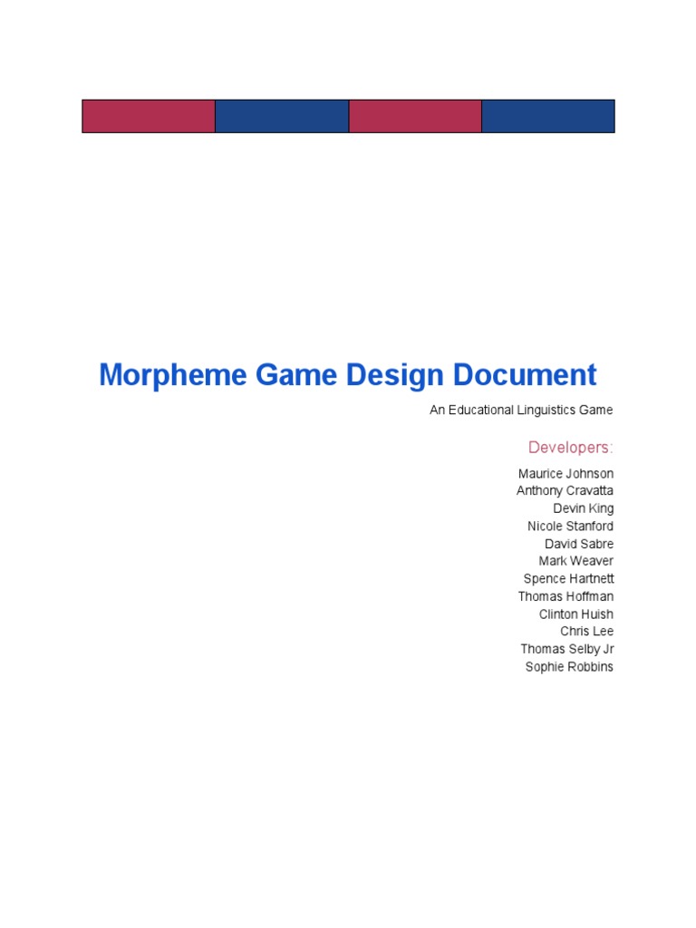 Morpheme Game Design Document | PDF | Epilepsy | Adjective