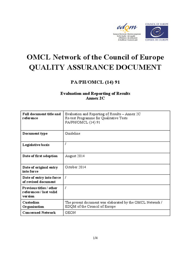 Evaluation Reporting of Results Annex 2c Re Test Programmes For ...
