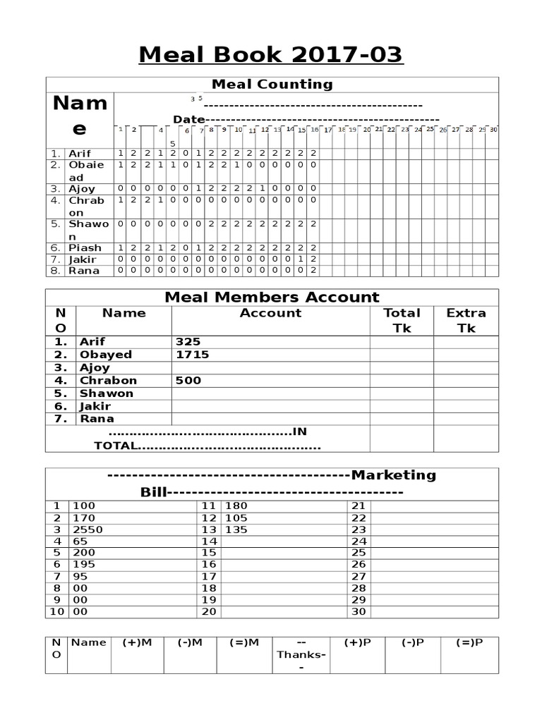 Meal Book 2017 | PDF