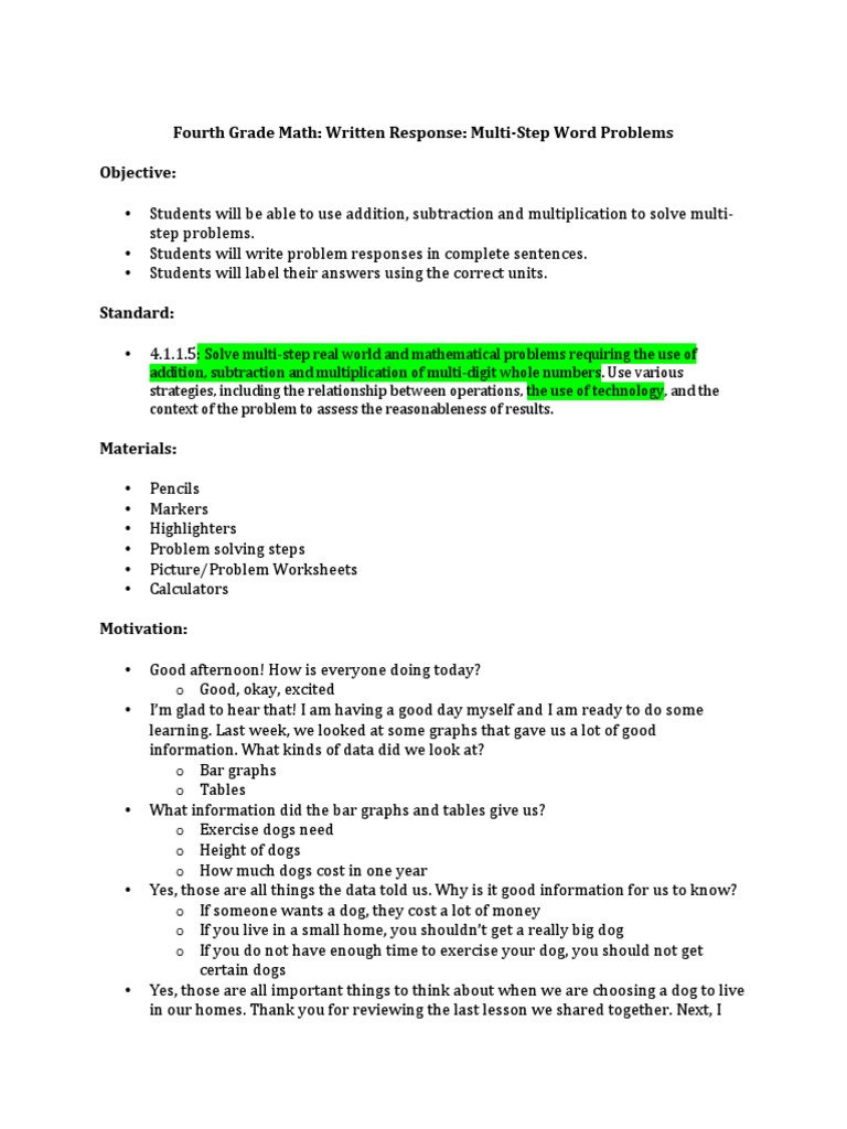 Fourth Grade Multistep Problems | PDF | Berry | Subtraction