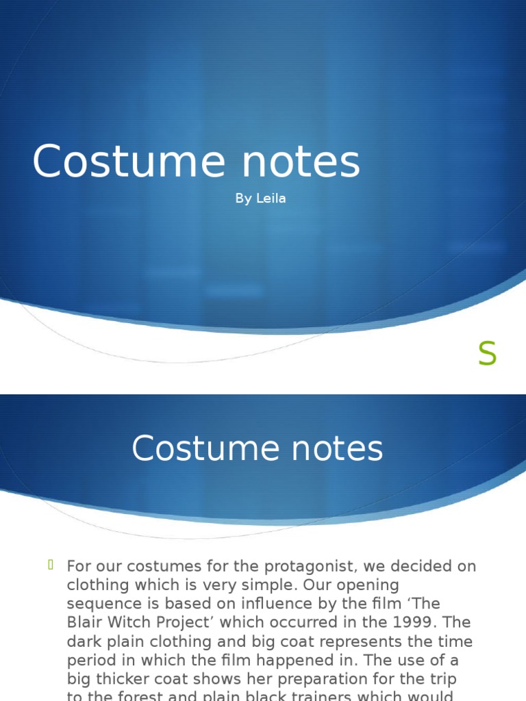 Costumes Notes | PDF