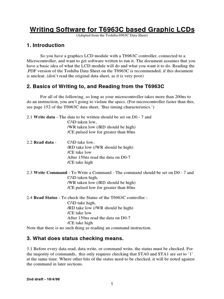 Manual Comandos t6963c PDF | PDF | Pointer (Computer Programming) | Random Access Memory