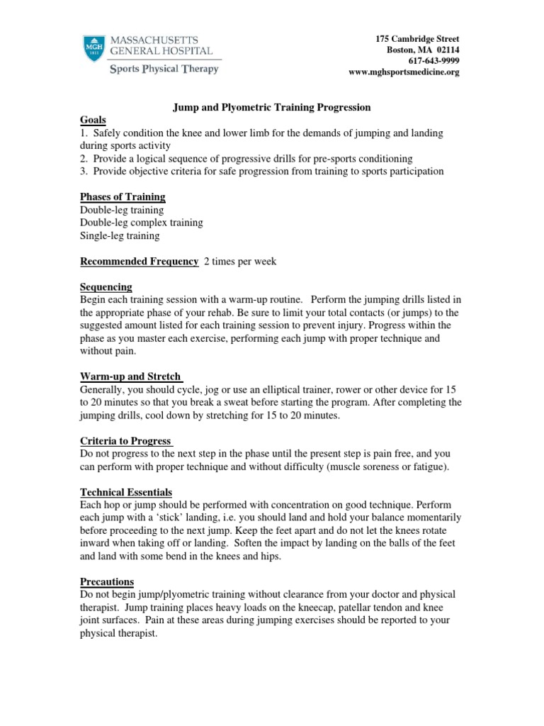 Jump and Plyometric Training Program | PDF | Knee | Hobbies