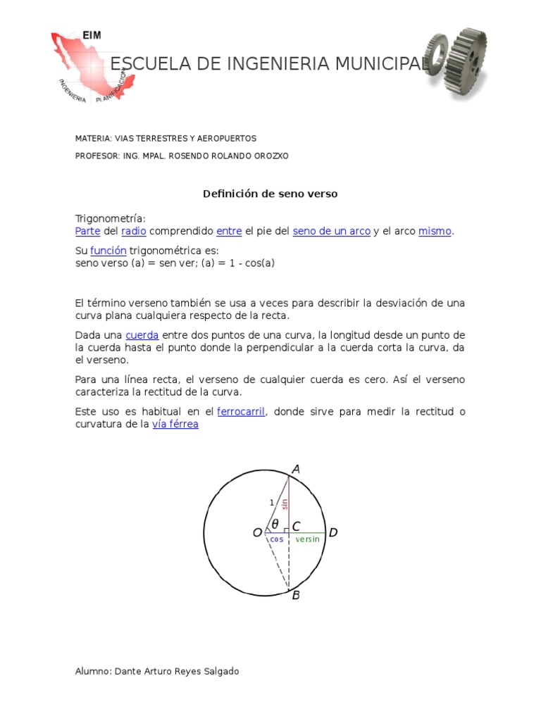 Definición de Seno Verso en Trigonometría | PDF | Métodos y materiales ...