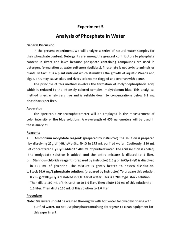 Analysis of Phosphate in Water | PDF | Absorbance | Spectrophotometry