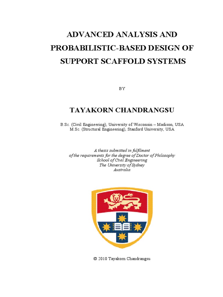 Advanced Analysis and Probabilistic-Based Design of Support Scaffold ...
