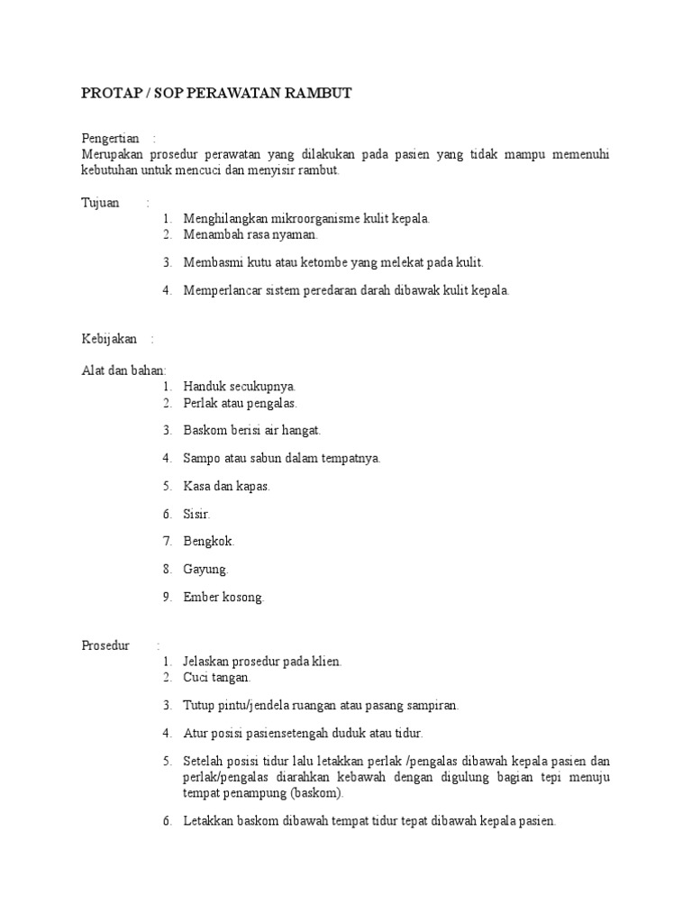 Sop Perawatan Rambut | PDF