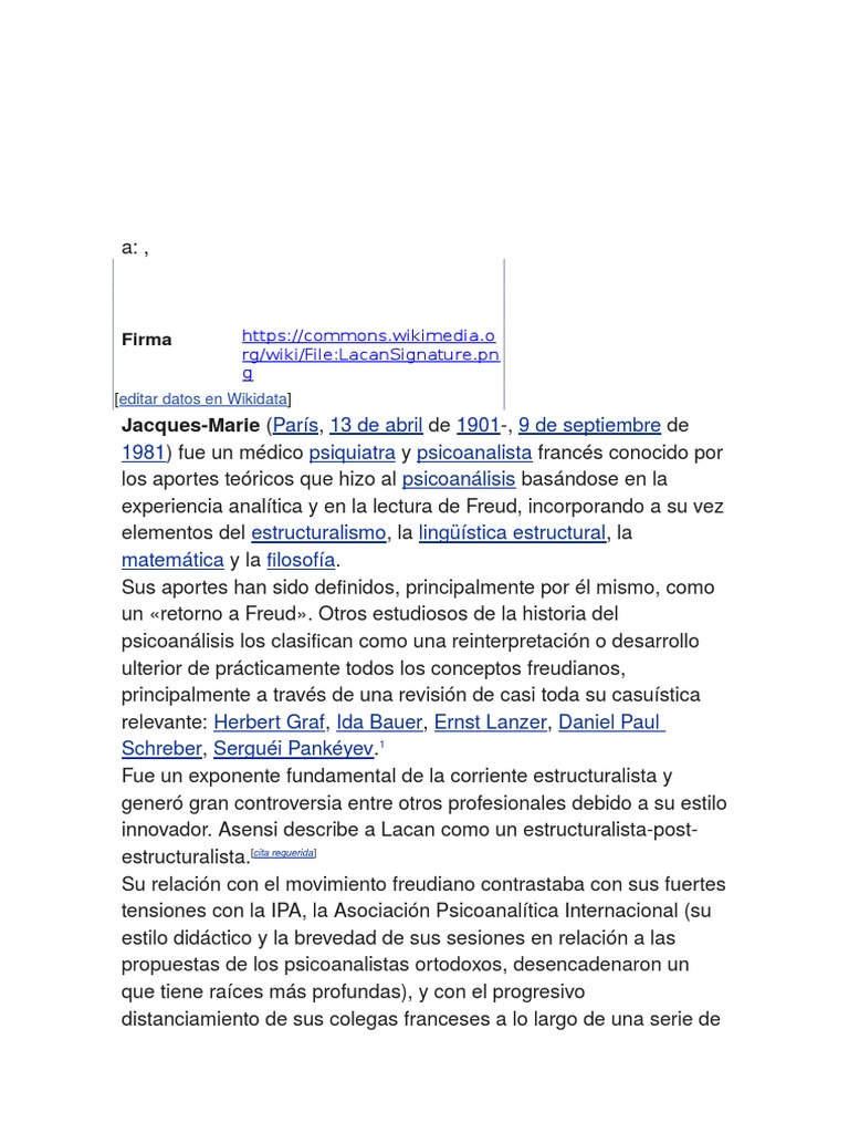 Central Notice XMXMXMXM XMMMMX X X X | PDF | Jacques Lacan | Psicoanálisis