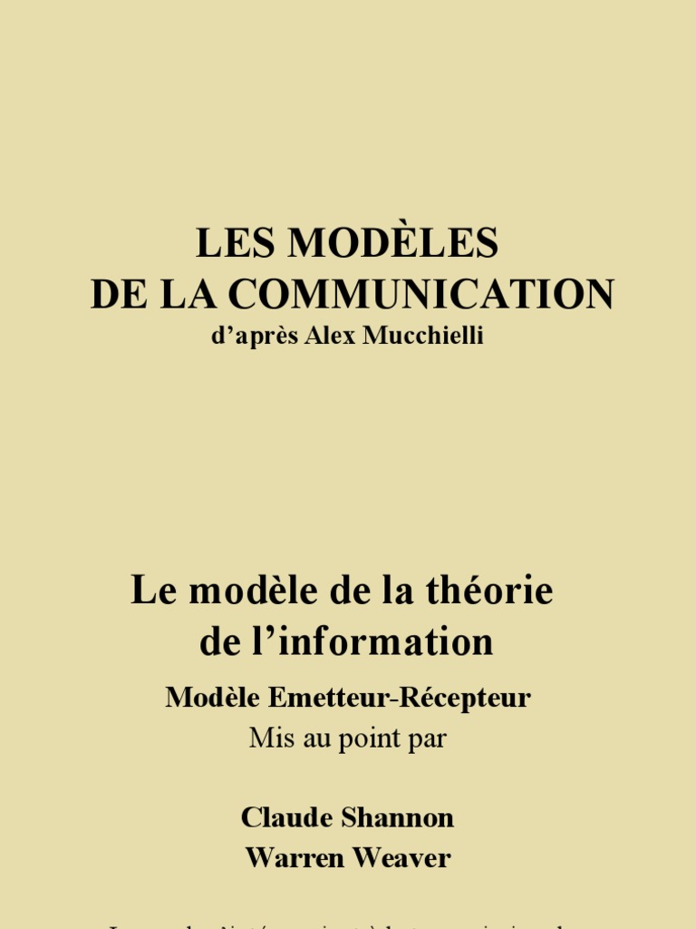 Les Modeles de La Communication | PDF | la communication | Concept de ...