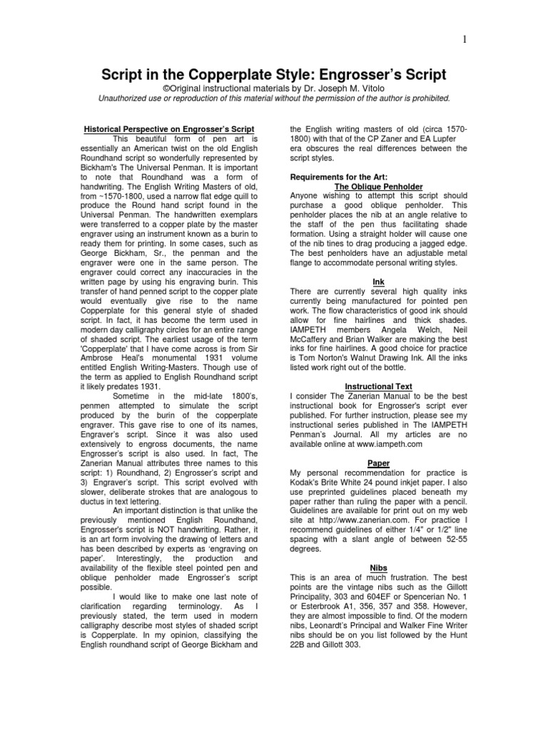 Script in The Copperplate Style: Engrosser's Script: ©original ...