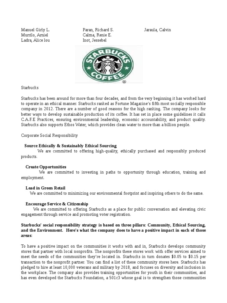 CSR | PDF | Starbucks | Corporate Social Responsibility