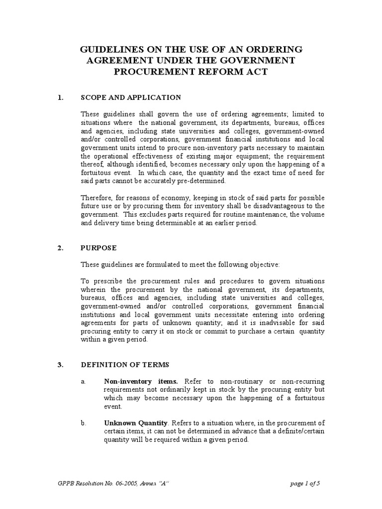 Use of Ordering Agreement | PDF | Procurement | Government