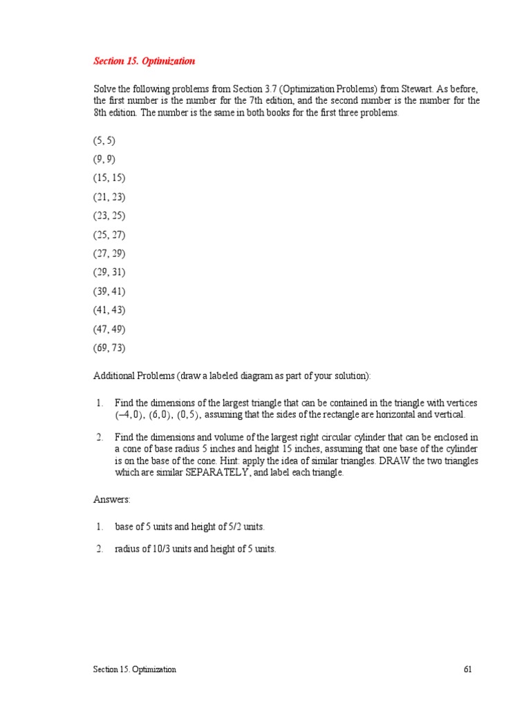 Section 15. Optimization 61 | PDF | Science & Mathematics