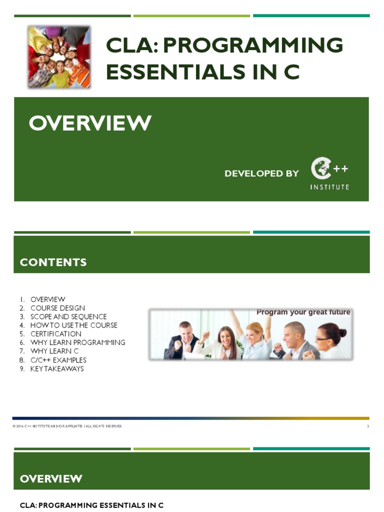 Cla Programming Essentials In C Overview January 24 2017 Pdf Pointer Computer