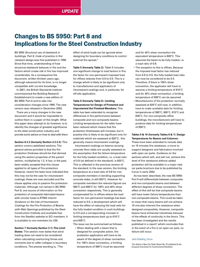Changes To BS 5950: Part 8 and Implications For The Steel Construction ...