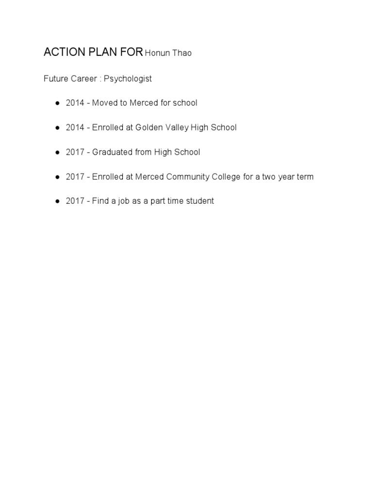 Career Plan for Aspiring Psychologist | PDF
