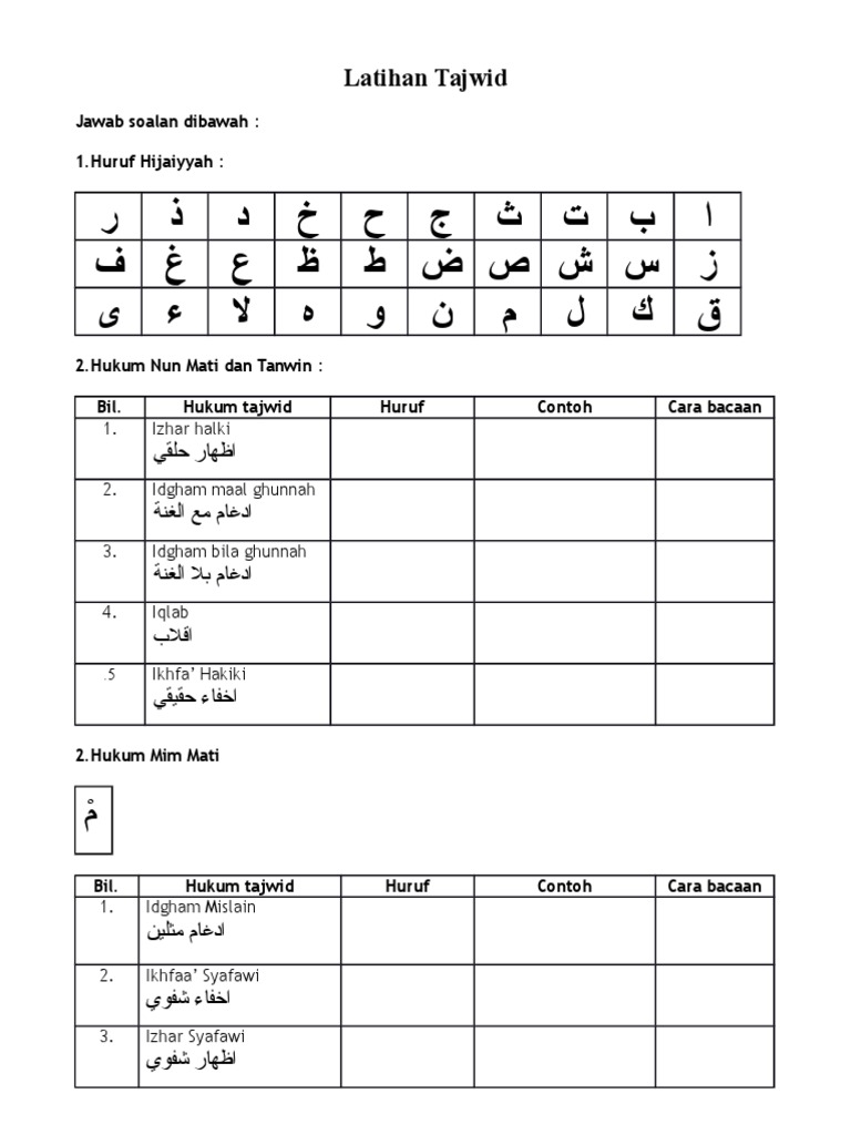 Latihan Tajwid | PDF