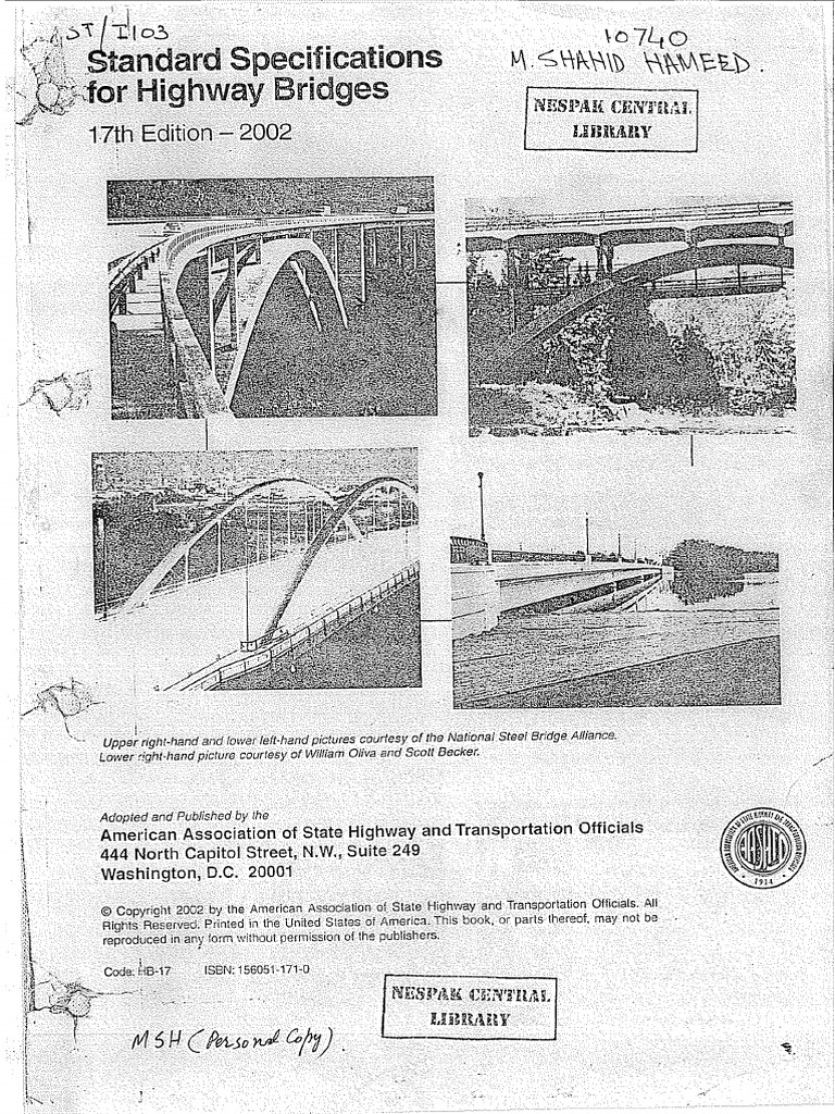 Aashto Bridge Design Specifications 17th Edition PDF | PDF