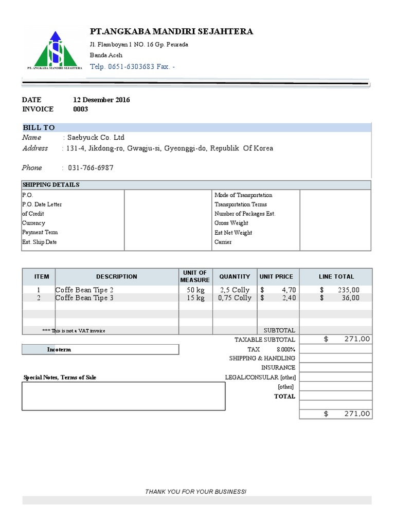 Business Proforma Invoice Template | PDF | Invoice | Services (Economics)