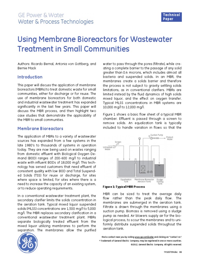 Using Membranes Bioreactors | PDF | Sewage Treatment | Membrane