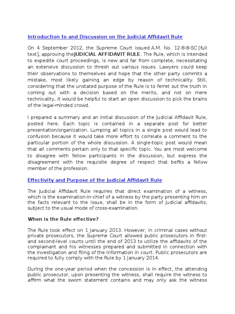 Judicial Affidavit Rule (Explained) | PDF | Notary Public | Witness