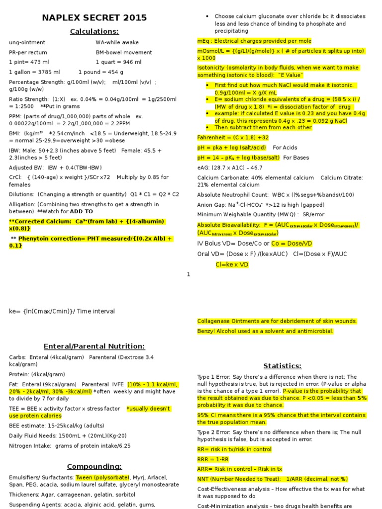 NAPLEX Note | Download Free PDF | Drugs | Pharmacology
