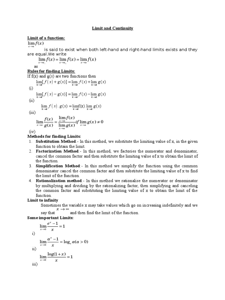 Limits and Continuity | PDF | Fraction (Mathematics) | Numbers