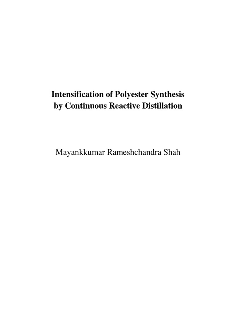 Intensification of Polyester Synthesis by Continuous Reactive ...