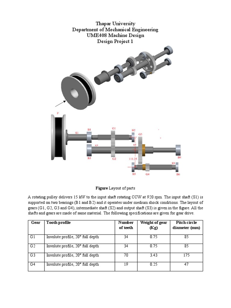 Thapar University Department of Mechanical Engineering UME408 Machine Design Design Project 1 ...