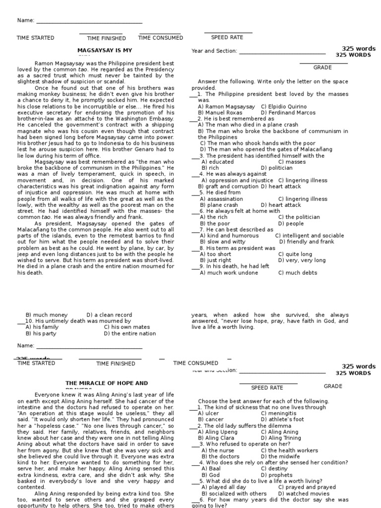 Magsaysay Is My GUY 325 WORDS | PDF | Soil | Nursing