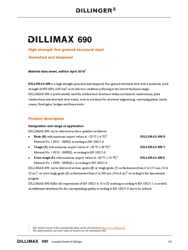 High Strength Fine Grained Structural Steel Quenched and Tempered | PDF