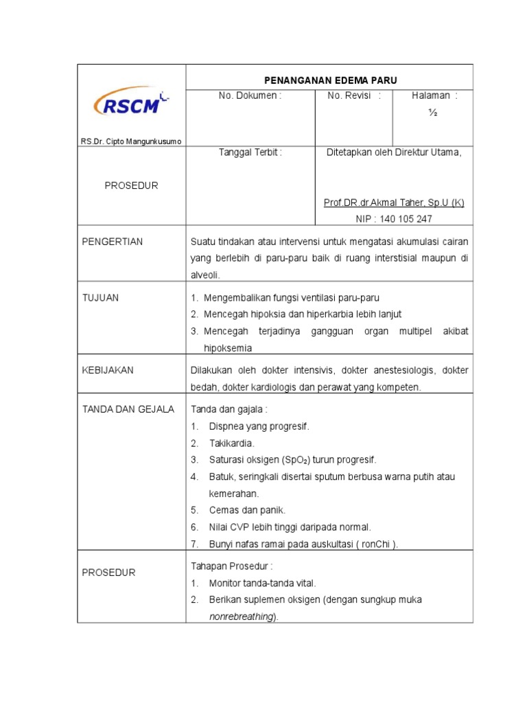Sop Edema Paru Ok | PDF