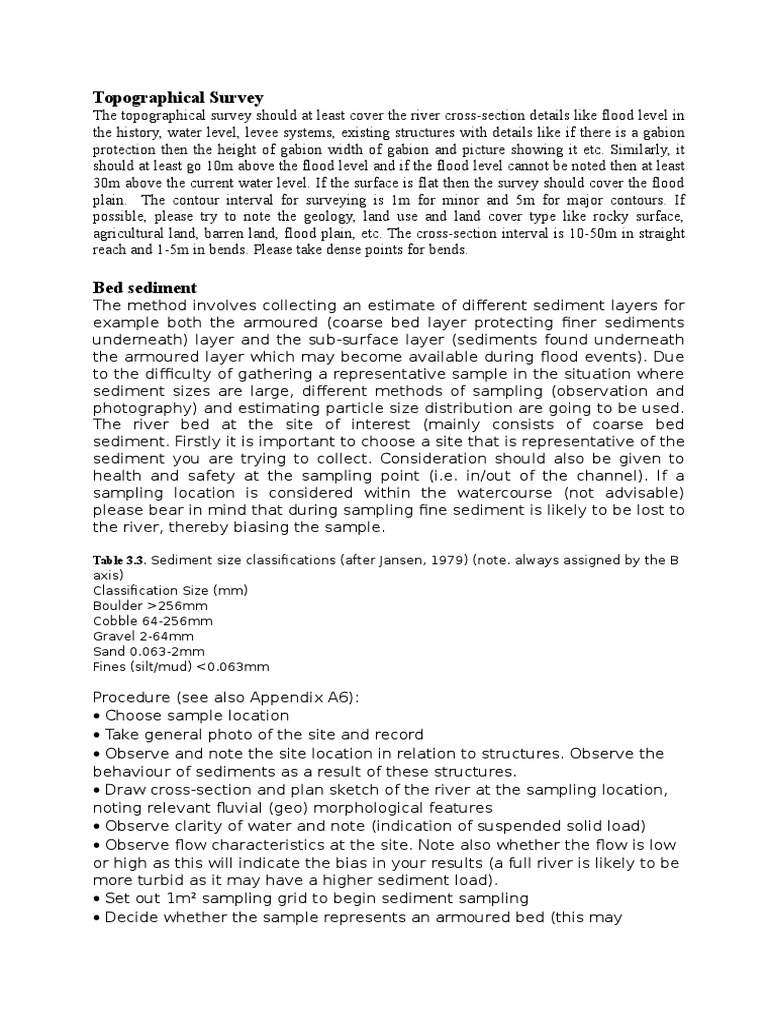Topographical Survey: Table 3.3 | PDF | Sediment | Flood