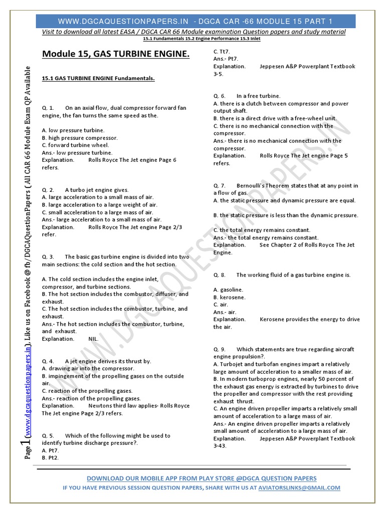 Dgca Module 15 Part 1 | PDF | Jet Engine | Gas Turbine
