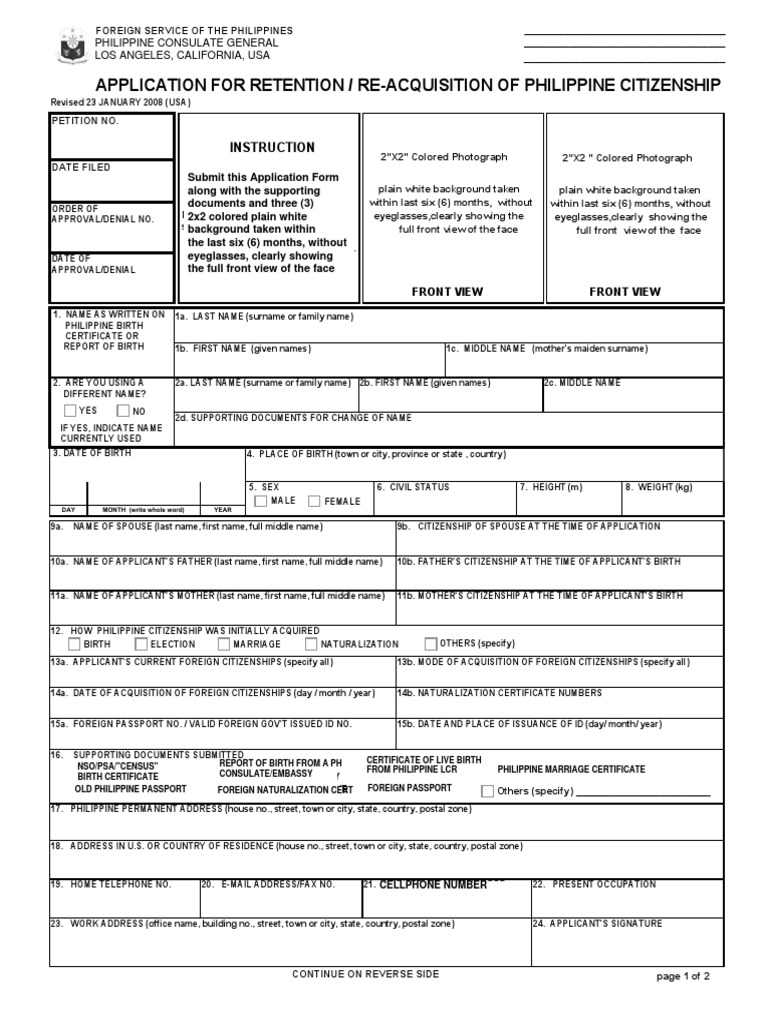 Dual-Citizenship Application Form | PDF | Birth Certificate | Naturalization