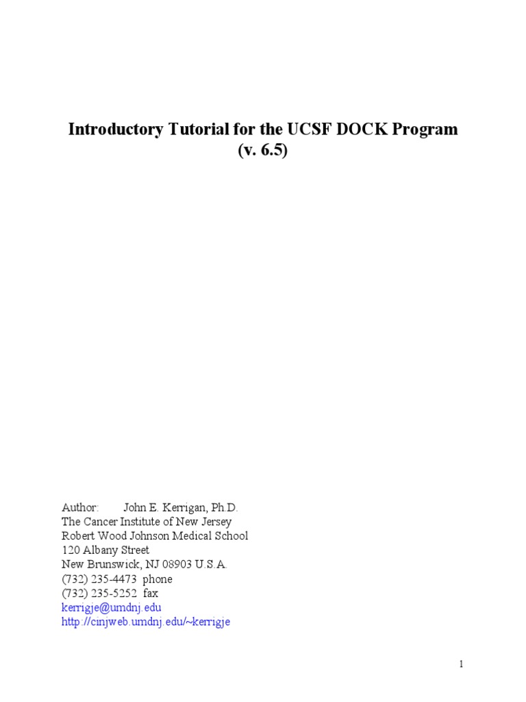 Introductory Tutorial For The UCSF DOCK Program (V. 6.5) | PDF ...