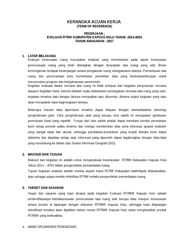 Kerangka Acuan Kerja (Kak-Tor) | PDF | Bisnis
