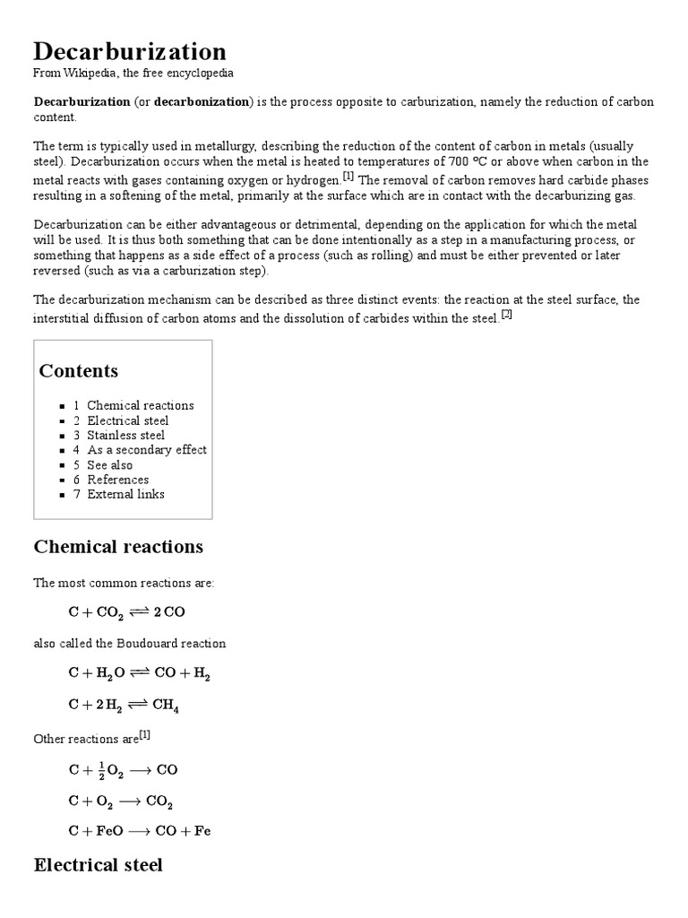 Decarburization | PDF | Metals | Chemical Process Engineering