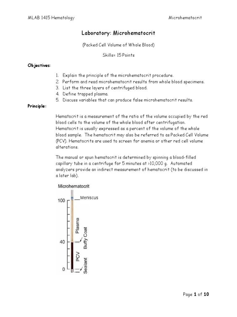 Microhematocrit Procedure and Reading Guide | PDF | Hematology | Tissue ...